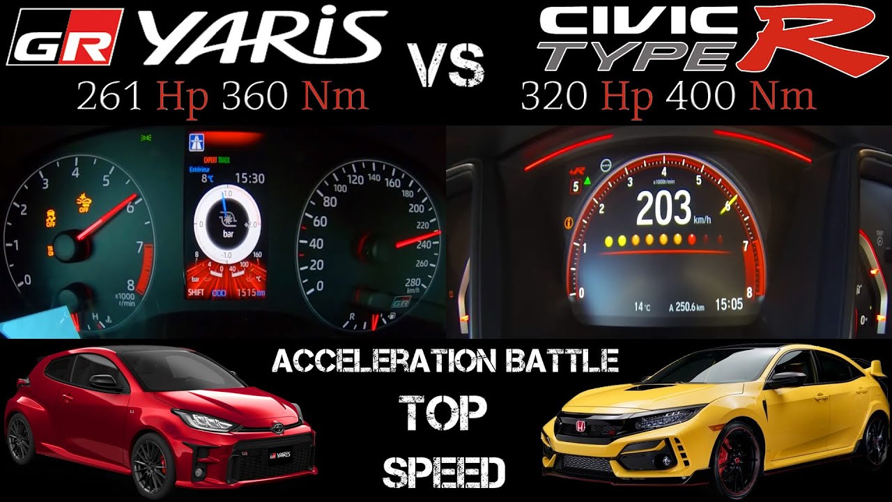 Battle 2021 Toyota GR Yaris vs 2020 Honda Civic Type R acceleration 0 ...