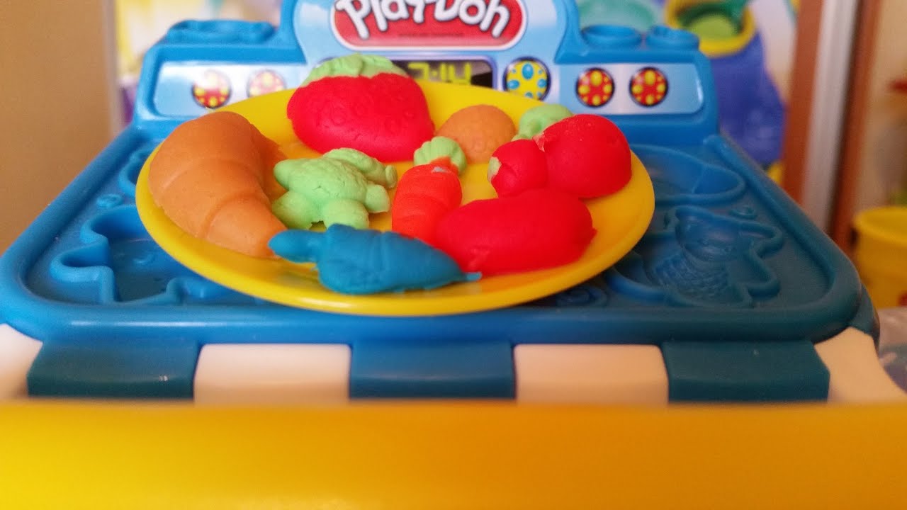Meal makin kitchen play doh. Mini toy figures . Vegetables, fruits ...
