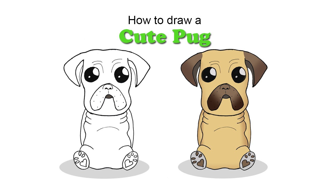 How to draw a Cute Pug - YouTube