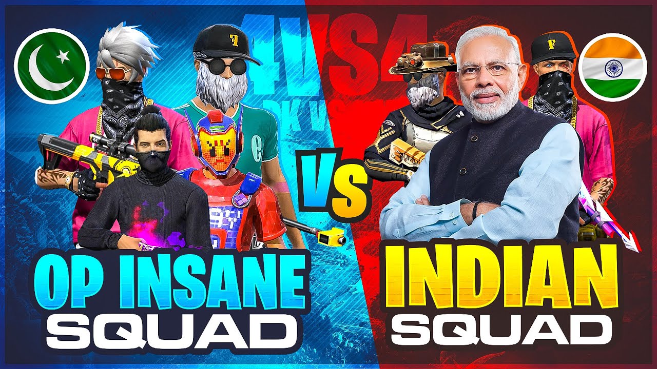 OP INSANE SQUAD 🇵🇰VS INDIAN BEST SQUAD🇮🇳 4 VS 4 INTENSE MATCH | PAK VS ...