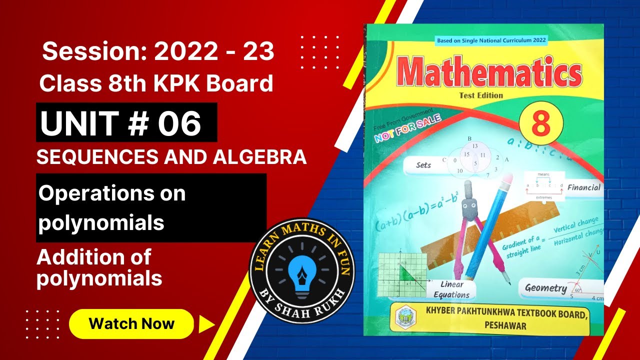 Class 8th maths Chapter 6 | Addition of polynomials | Operations on ...