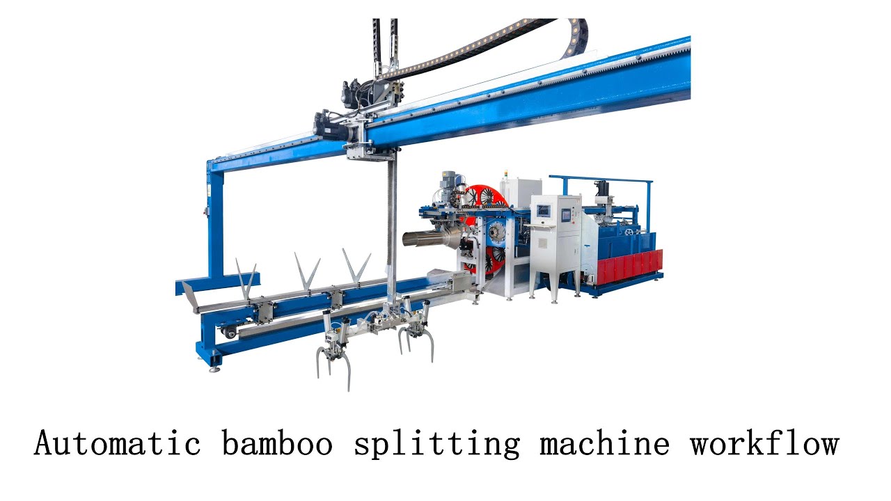 Automatic bamboo splitting machine workflow - YouTube