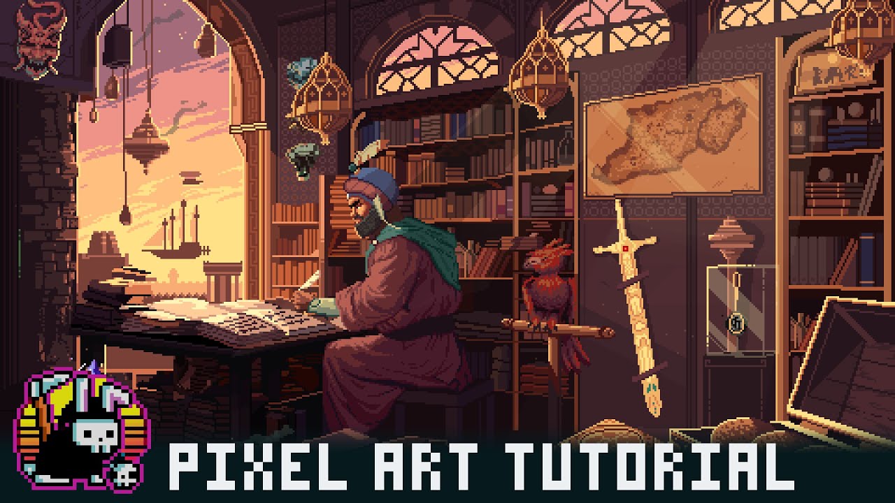 Pixel art Middle eastern scholar Animation time lapse tutorial - YouTube
