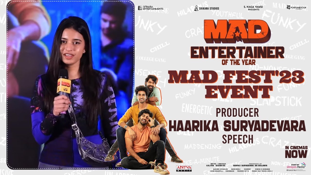 Haarika Suryadevara Speech at #MAD FEST'23 | #BlockbusterMAD Celebrations | Kalyan Shankar - YouTube