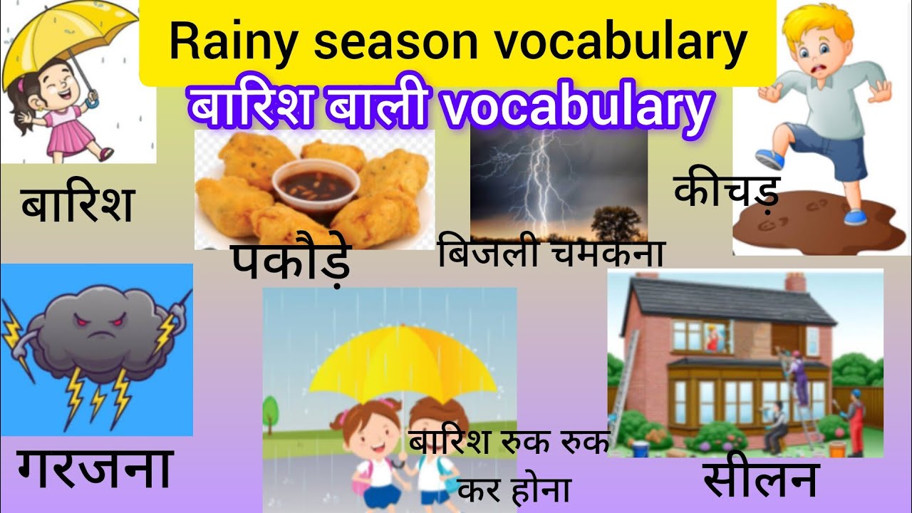 Common English words with Hindi meaning | Rain vocabulary | englishvocabulary | English easy ...