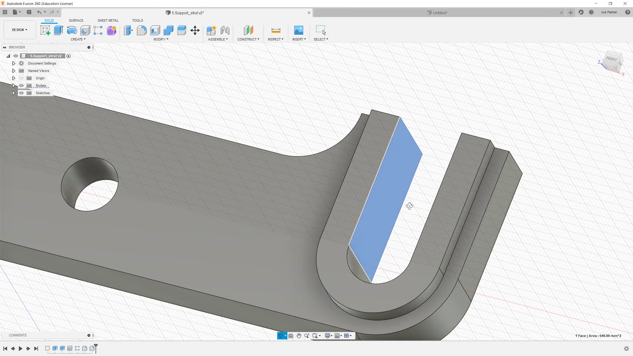 Fusion 360 Modelling - Support Strut - YouTube