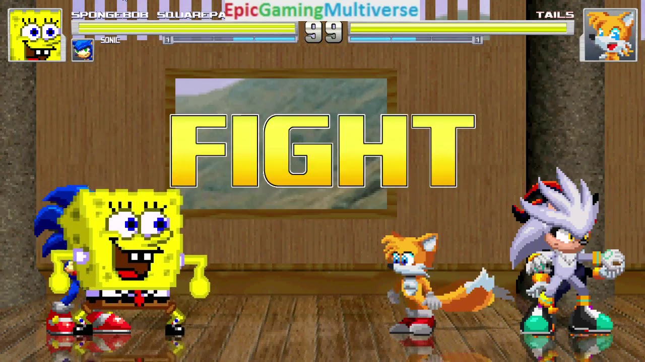 SpongeBob SquarePants And Sonic The Hedgehog Characters VS Tails In A ...