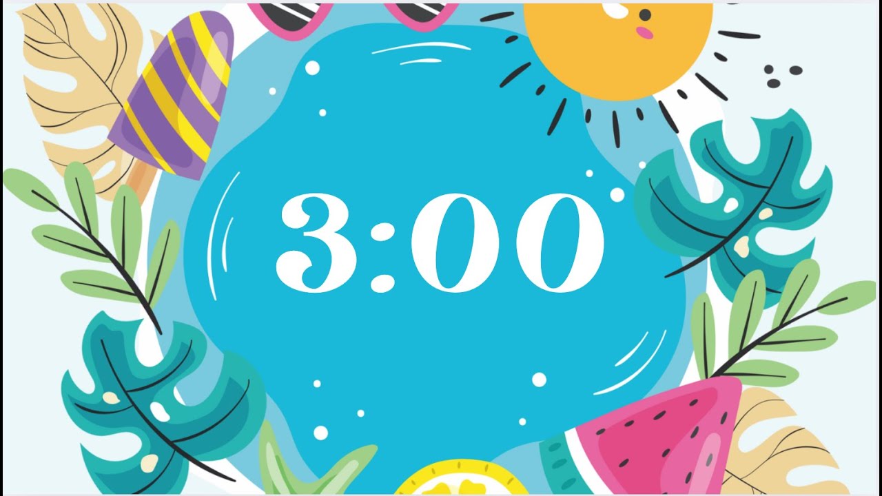 Blue and Yellow Fun Summer Pool Party 3 Minute Timer - YouTube
