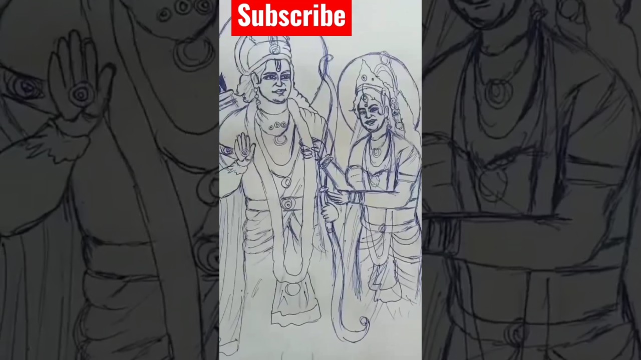 lord siya ram And maa sita drawing with pen for beginners A CHARAN arts ...