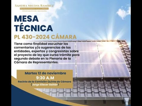 MESA TÉCNICA : PROYECTO DE LEY 430 -2024 CAMARA HR SANDRA MILENA ...