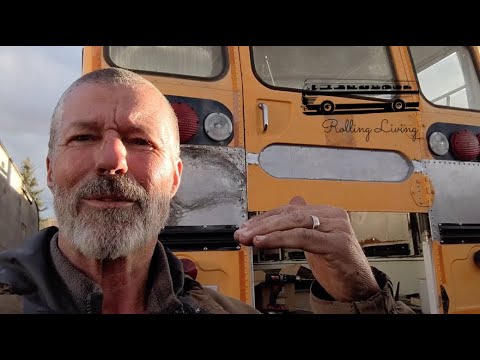 Modifying a school bus rear door after a roof raise. - YouTube