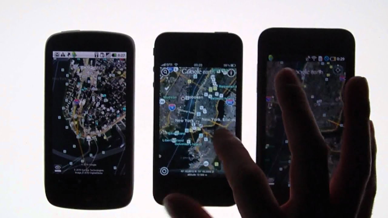 Google Earth - iPhone 4 Vs Android - YouTube