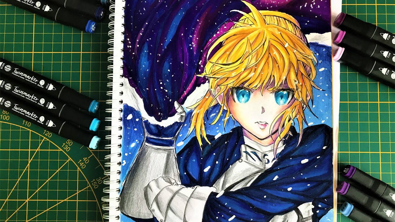 Speed Drawing || Saber (fanart) Fate stay nigth - YouTube