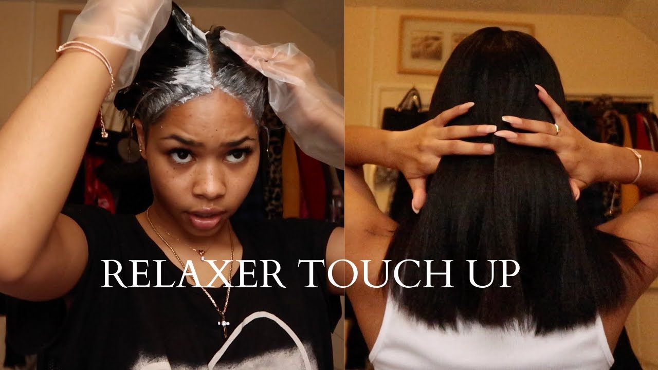 RELAXER TOUCH UP ON NEW GROWTH | RELAXING MY HAIR AFTER A 2 MONTH ...