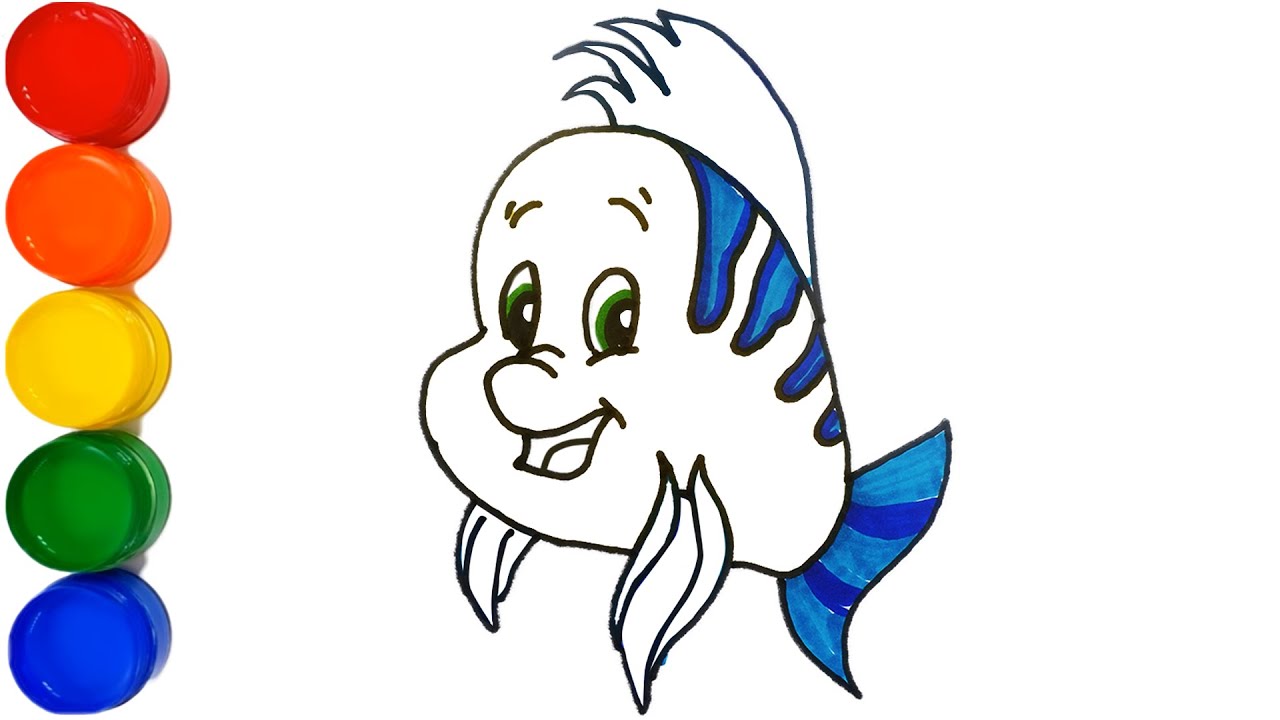 How to Draw Fish | Flounder in The Little Mermaid - YouTube