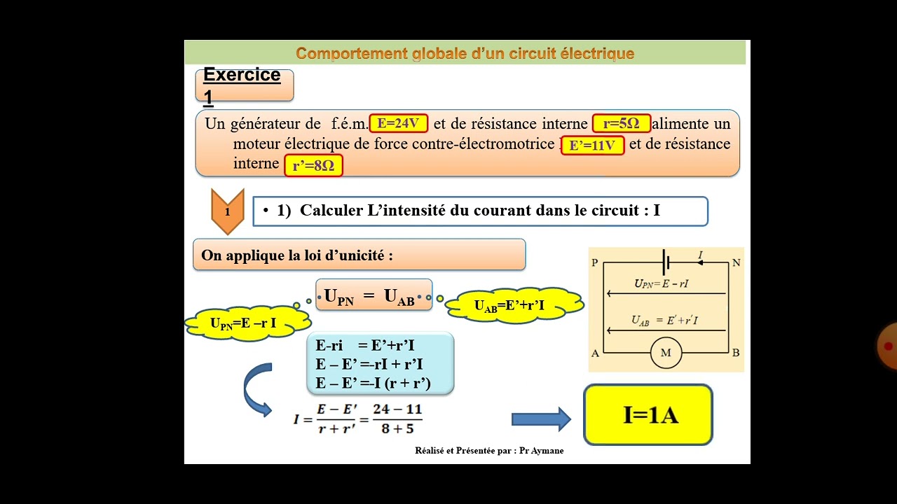 Exercice 1 : Comportement global d'un circuit électrique_1bac_S - YouTube