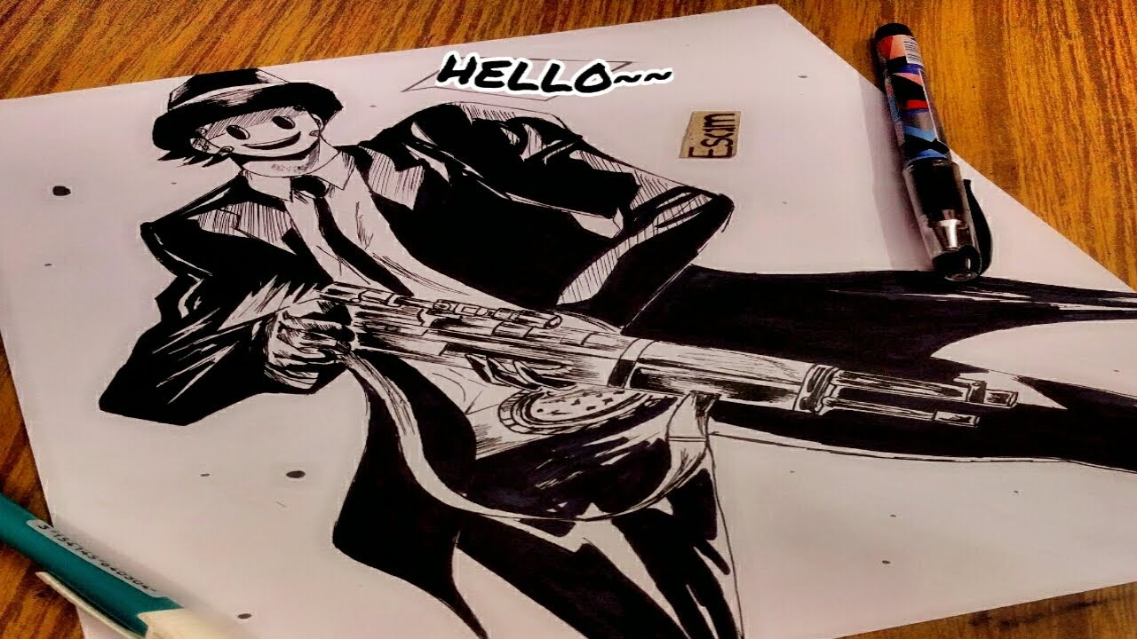 How to draw sniper mask from Tenkuu Shinpan | HIGH-RISE INVASION - YouTube