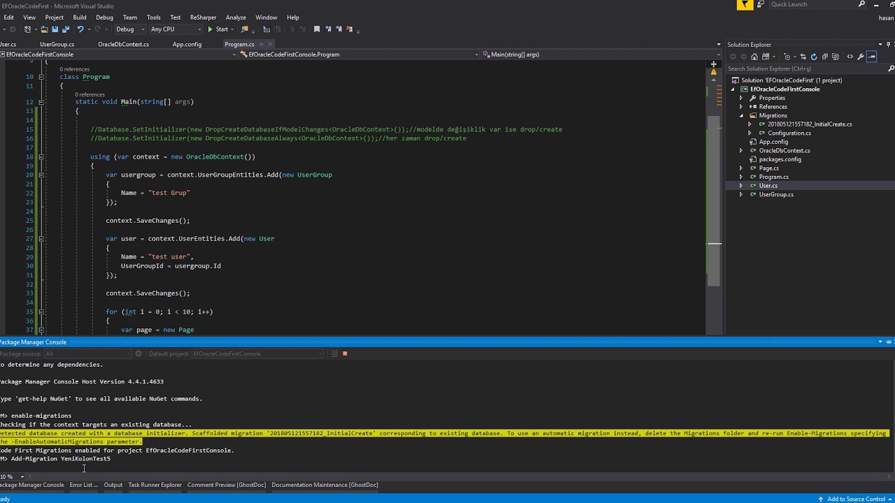 Oracle Veri Tabanı Entity Framework Code First ve Code First Migrations ...