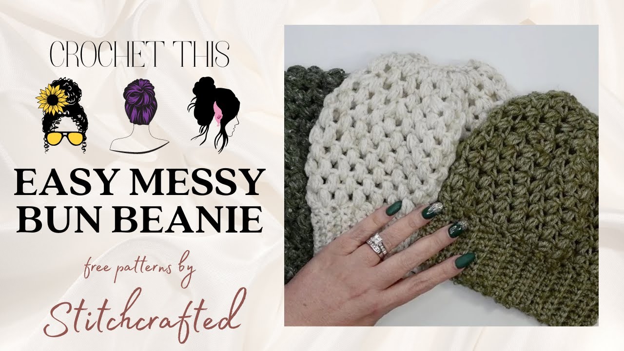 Crochet this Fast and Easy Messy Bun Beanie! Free Pattern! - YouTube