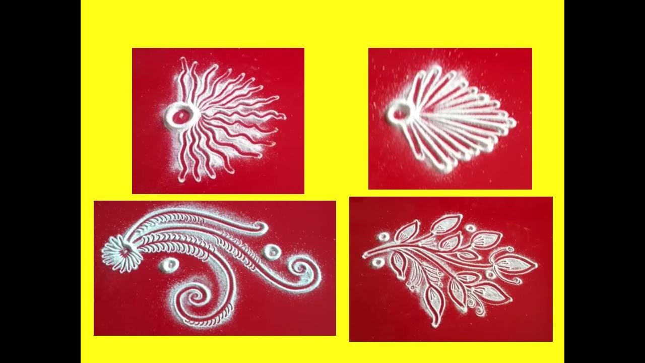 Simple Leaf Patterns Rangoli Part 2 - YouTube