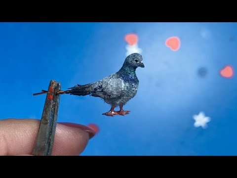 Miniature pigeon bird with polymer clay 🕊How to mini bird | Polymer ...