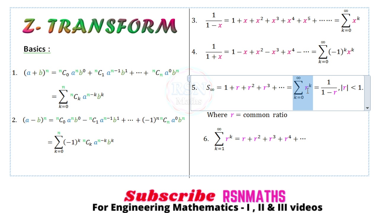Z TRANSFORM : BASIC CONCEPTS AND DEFINITION OF Z TRANSFORM(LECT.1 ...