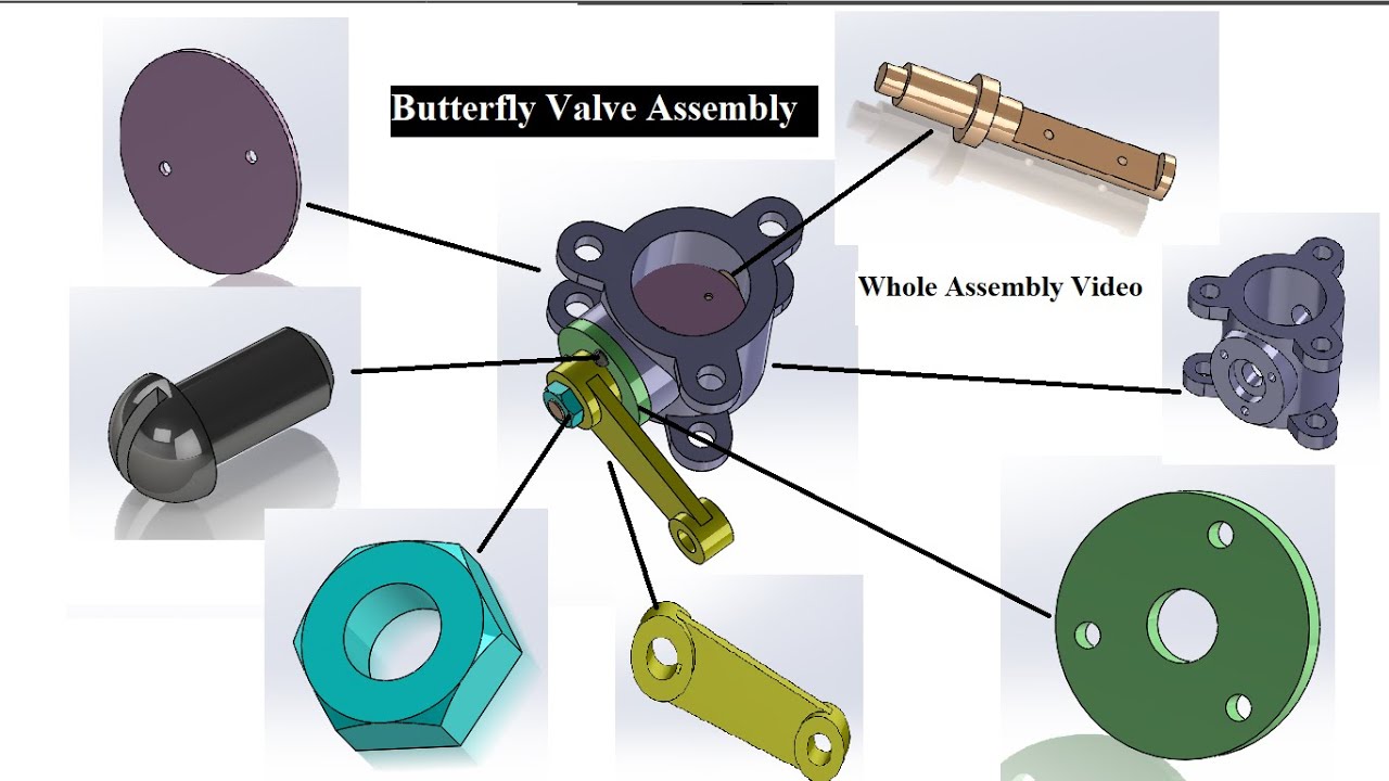 Solidworks Assembly tutorial A01 Butterfly Valve modeling, From the third assignment of ...
