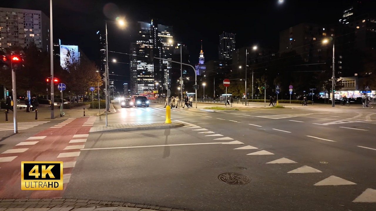Autumn Night Walk in Warsaw City, Poland - 4K 60fps - YouTube
