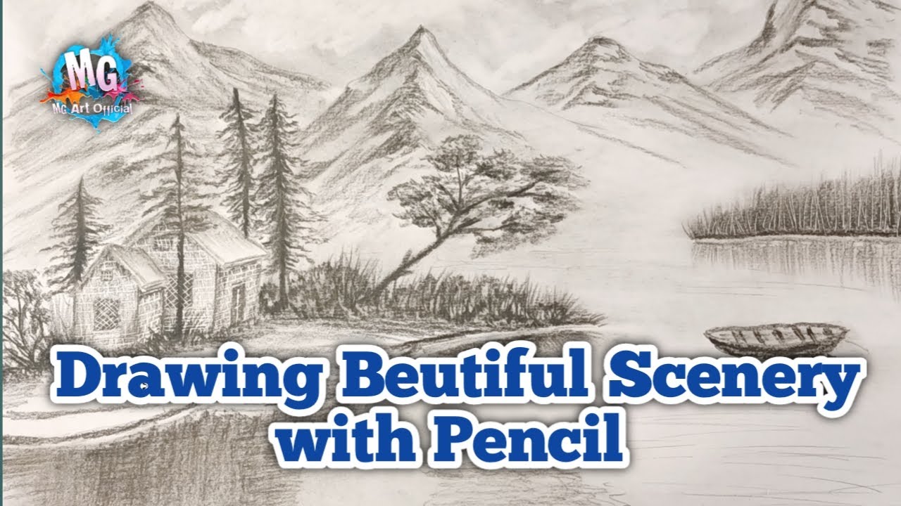 Drawing Beutiful Scenery with Pencil #art #drawing @mgartofficial - YouTube