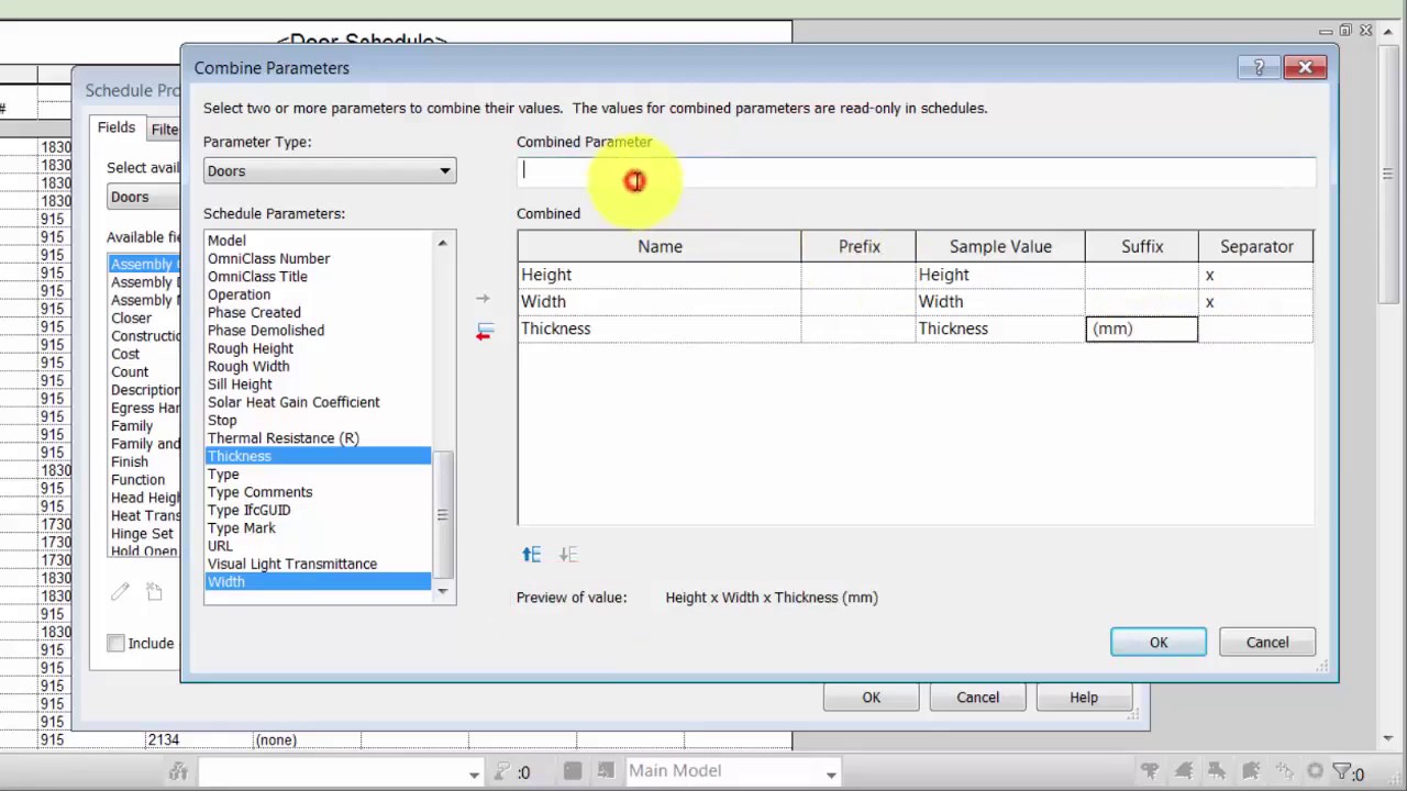 Revit 2017 Combine Parameters in Schedule - YouTube