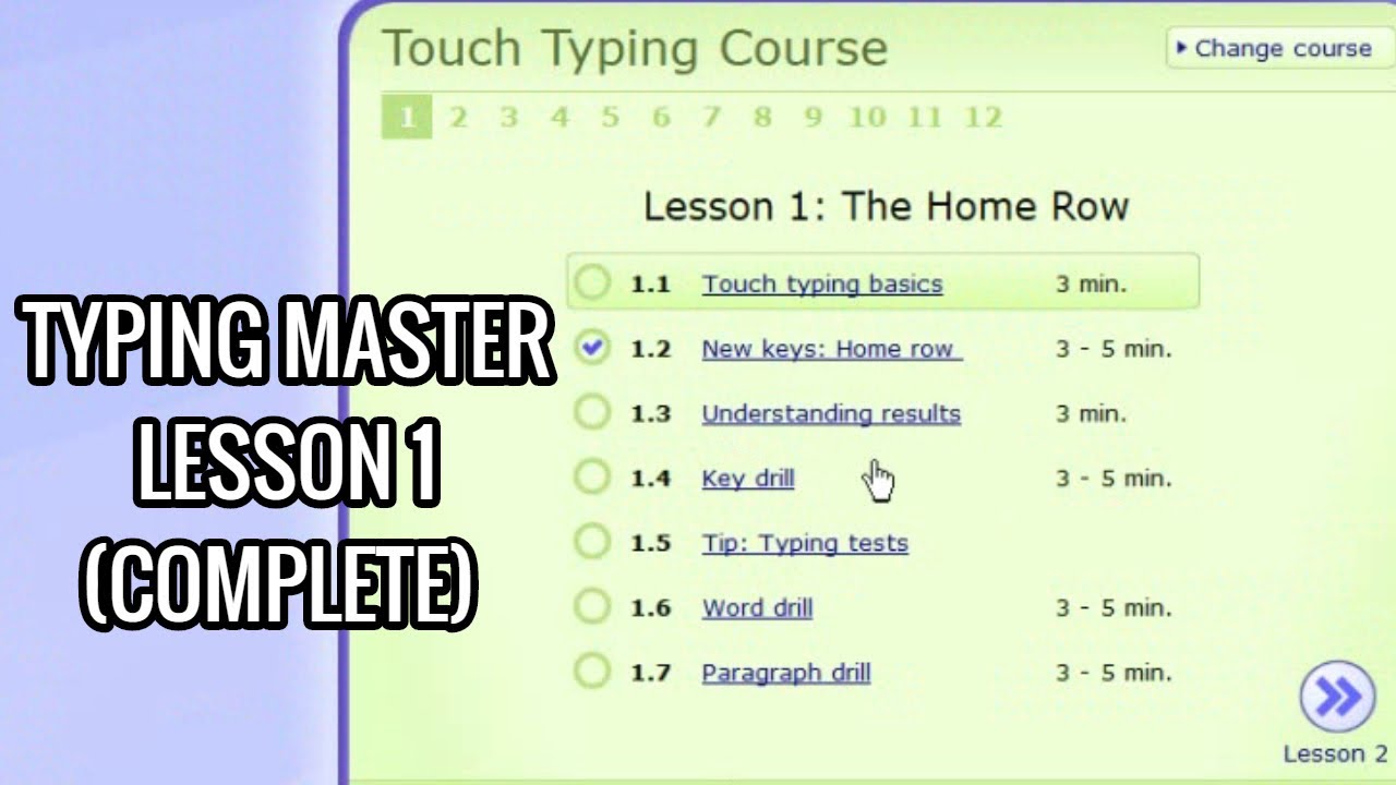 Typing Master Pro Lesson 1 COMPLETE - YouTube
