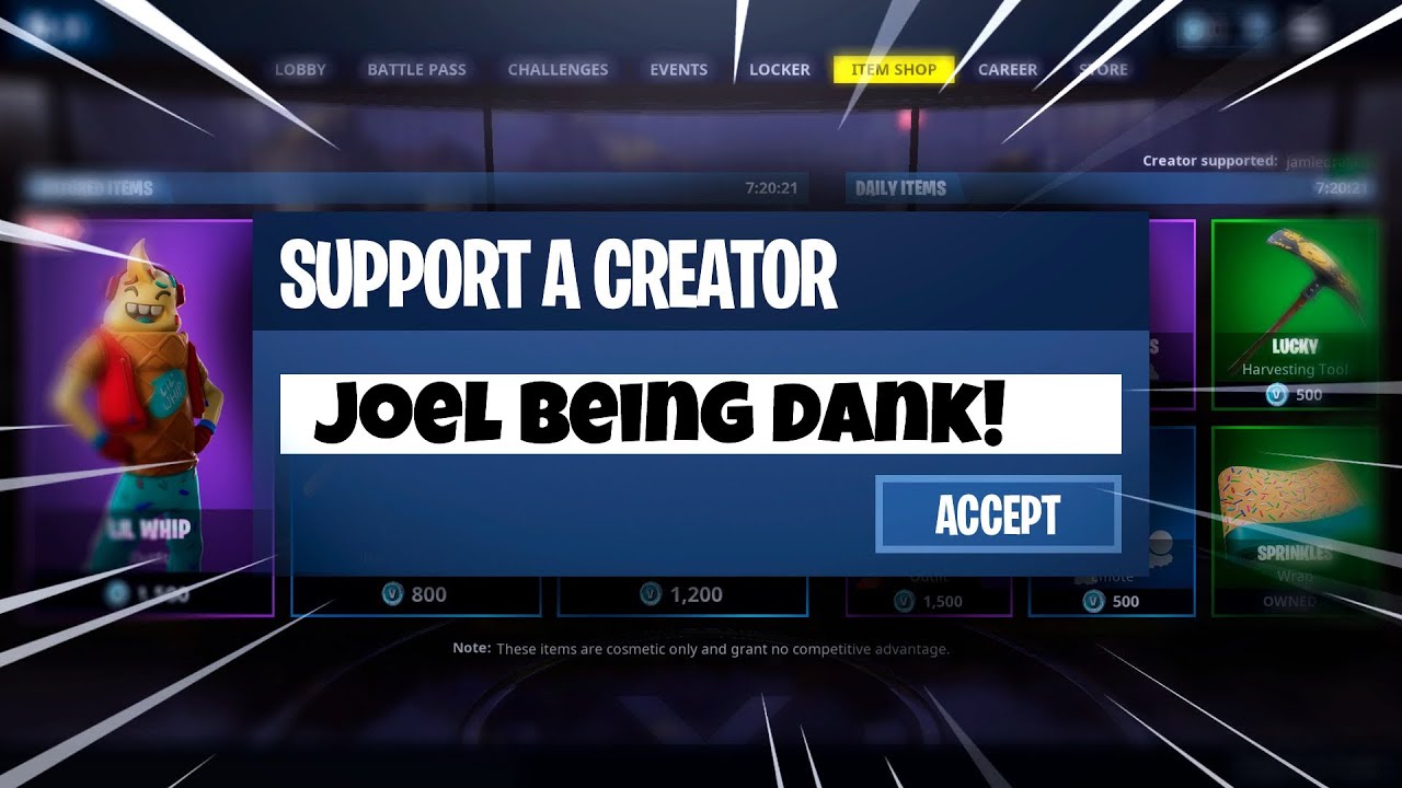 Joel’s supporter creator code (Fortnite ) - YouTube