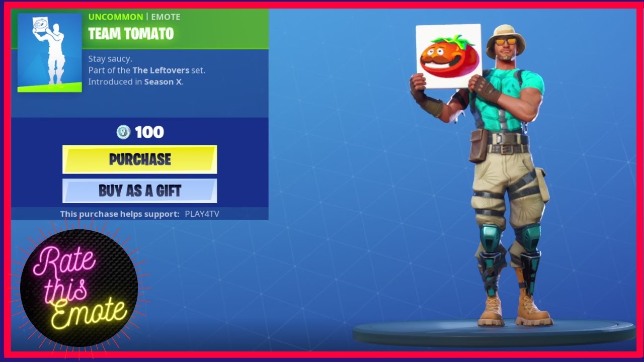 TEAM TOMATO EMOTE [UNCOMMON] EMOTE FORTNITE - YouTube