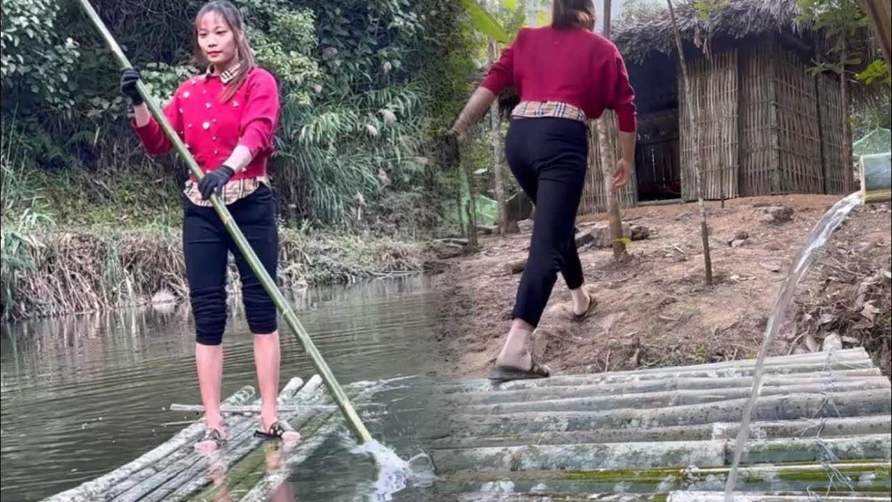 24 hours to build bamboo boats to travel on the water and carry water ...