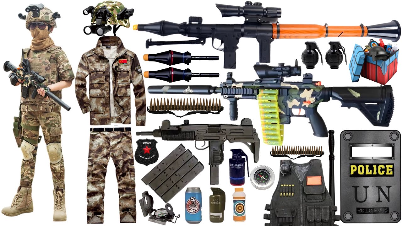 Special police weapon toy set unboxing,Glock pistol,M416 rifle,rocket ...