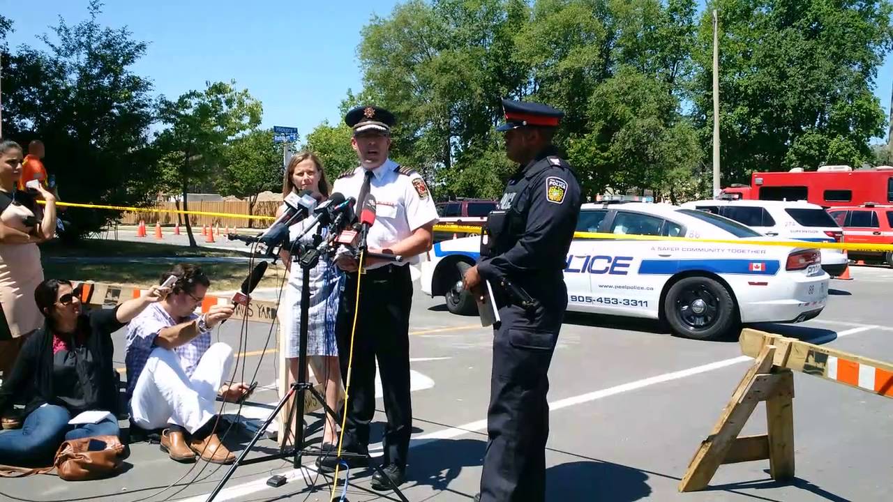 Peel Sgt. Josh Colley, Fire Chief Tim Beckett update media on Hickory ...