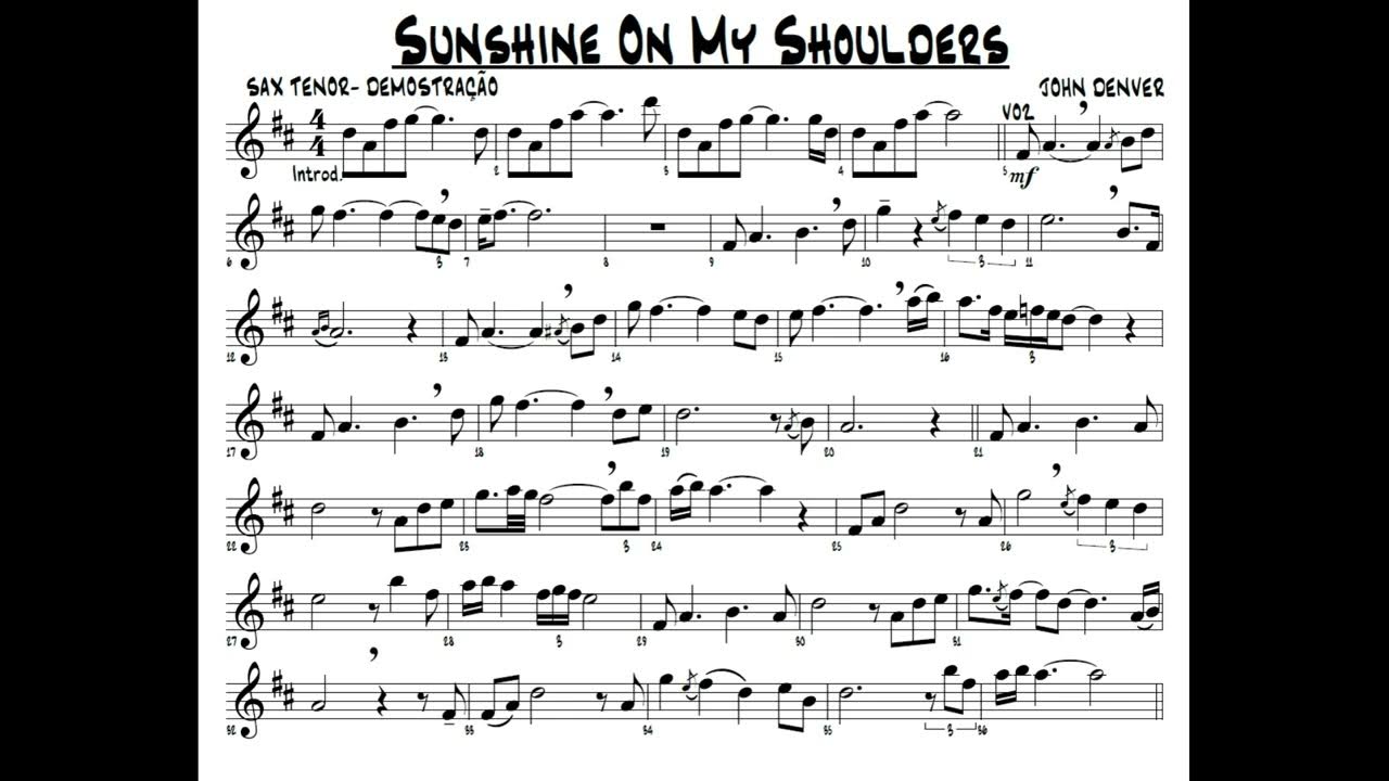 JOHN DENVER {Sunshine On My Shoulders} PARTITURA DEMO SAX TENOR SHEET ...
