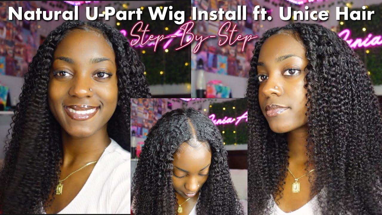 EASY NATURAL U-PART WIG INSTALL | *no glue, no lace* BEGINNER FRIENDLY ...