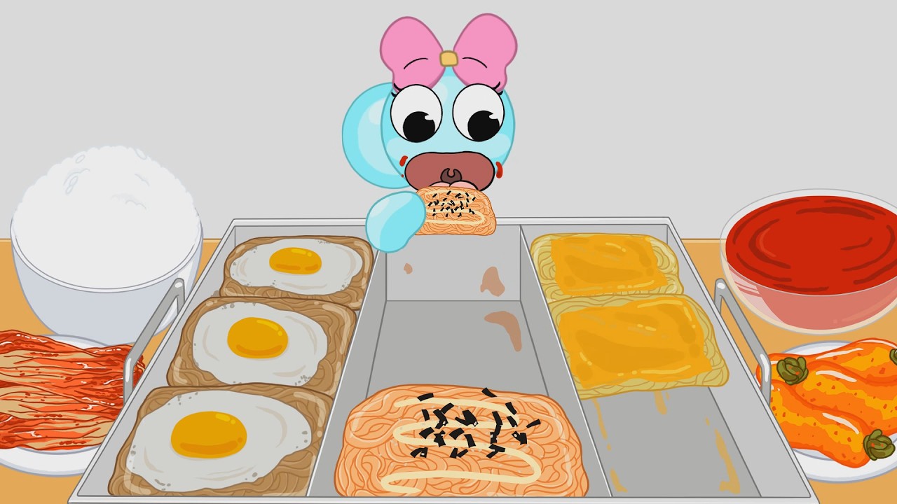 Poppy toons MUKBANG 🍝🔥 Dandys world COMPILATION: Carbonara buldak ...