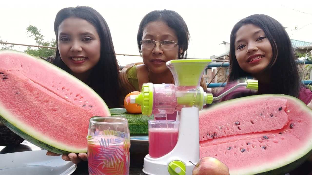 WATERMELON🍉 JUICE 🍹 || HEINOU ASANGBA CHABA CHALLENGE GREEN MANGO # ...