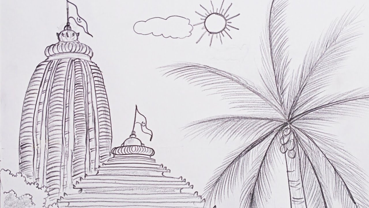 How to draw a temple drawing / Makara Sankranti special drawing - YouTube