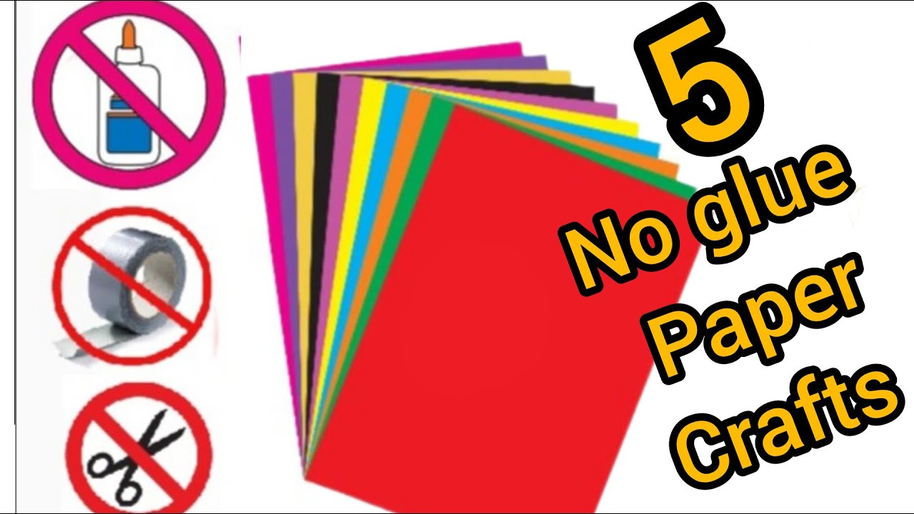 5 easy no glue paper craft|Paper craft without glue|No glue paper craft ...