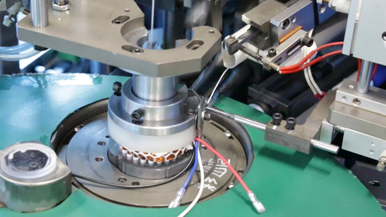 Automatic Motor Manufacturing Stator WIRE Lacing - YouTube
