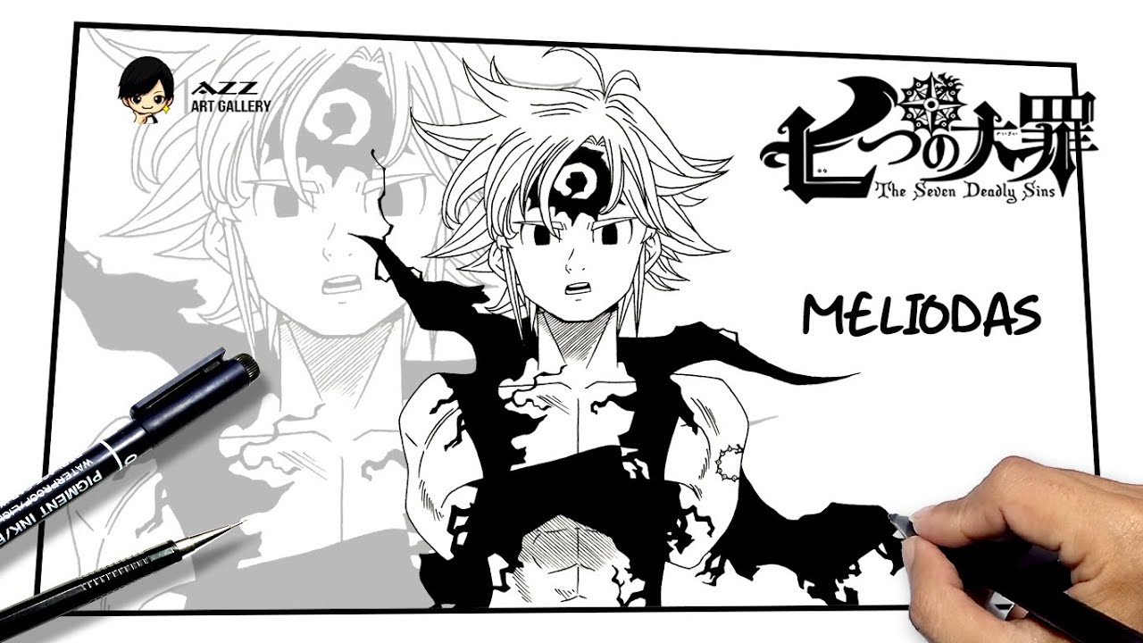 How to draw Meliodas from The Seven Deadly Sins - YouTube
