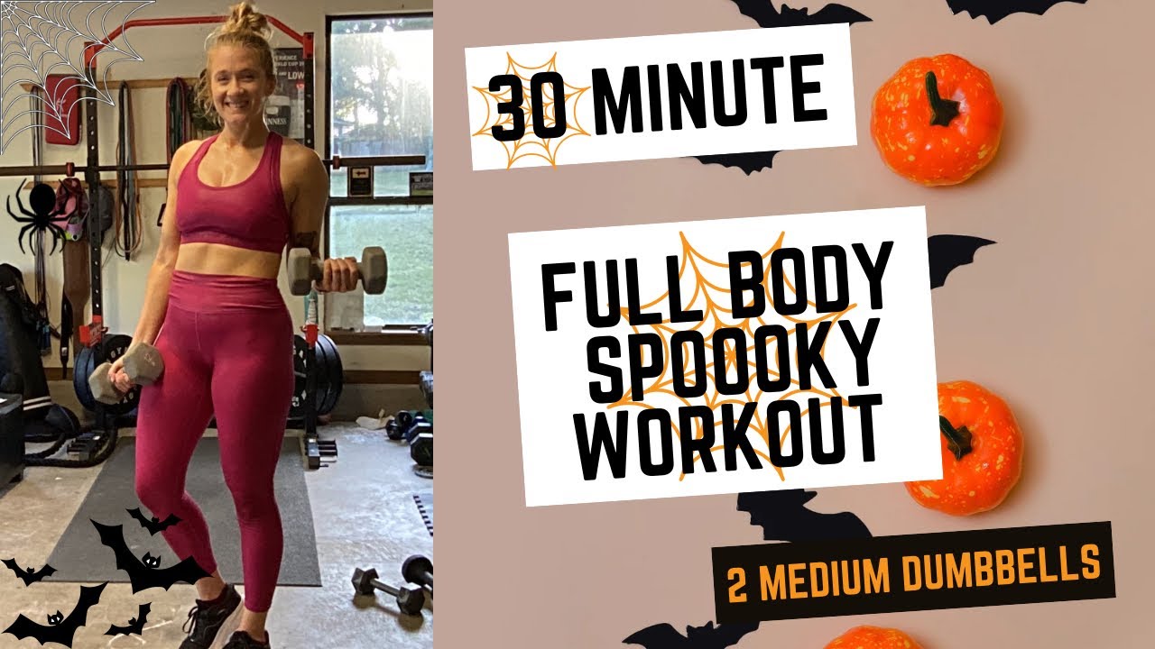 30 MIN Halloween Cardio & Strength Full Body Workout🎃 | 2 Dumbbells ...