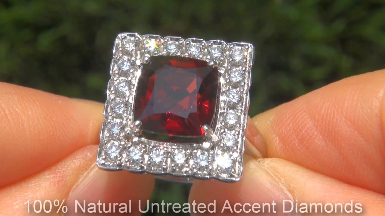 Natural Red Spinel & Diamond Ring - YouTube