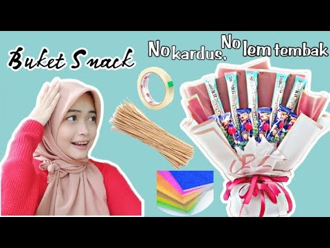 Cara membuat Buket Snack simple, mudah, tanpa lem tembak, tanpa kardus ...