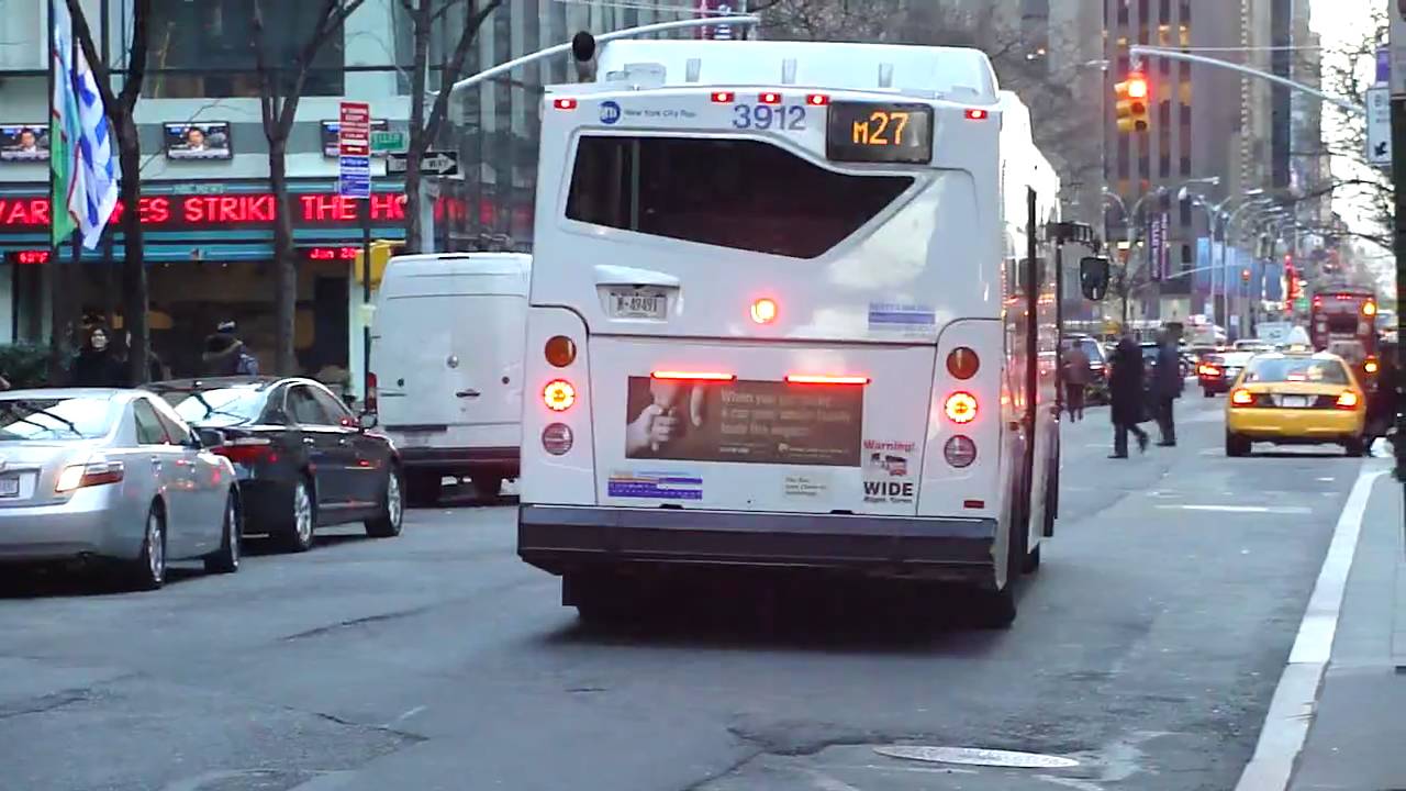 MTA NYC Bus 2009 Orion VII NG HEV M27 Bus #3912 on E 50th St - YouTube