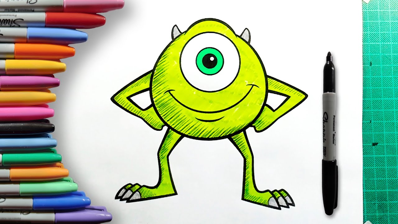 How to Color Mike Wazowski from Monster Inc. Step by Step Easy Coloring ...