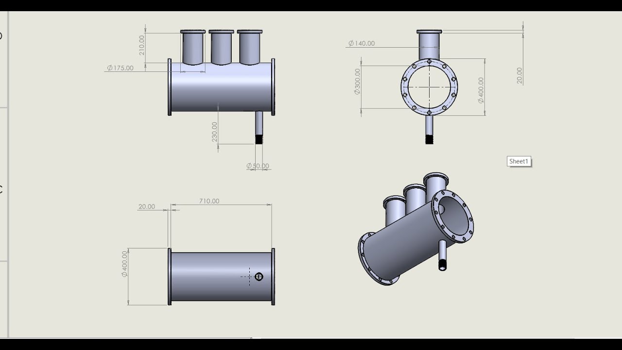 end flange in solidworks end flange tutorial - YouTube